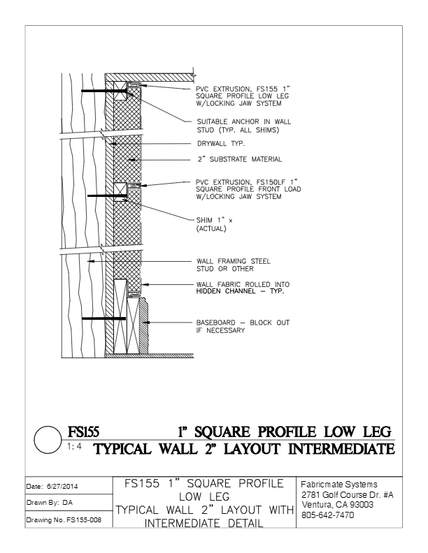 TYPICAL WALL 2 INCH LAYOUT WITH INTERMEDIATE FS155-008 | Fabricmate ...